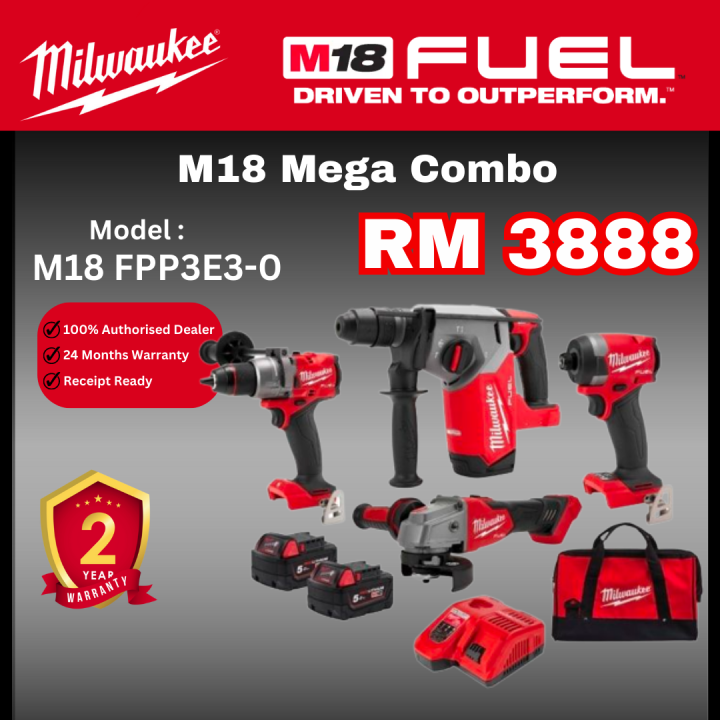 Milwaukee M18 Mega Combo Kit / M18 FPP3E3 / Milwaukee 3888 Combo ...