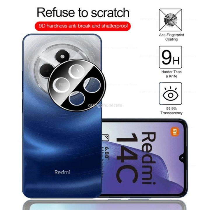 เลนส์กล้องถ่ายรูป3D ฟิล์มกันรอยสำหรับ Xiaomi Redmi 14C สีดำแบบเต็มฝา ...