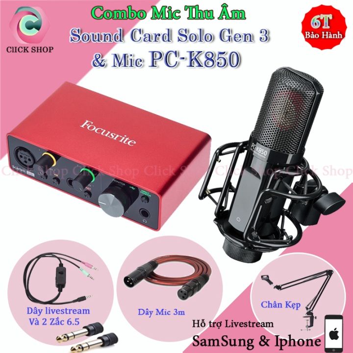 Mic Thu Âm Cao Cấp Takstar PC K850 và Sound card Focusrite Scarlett ...