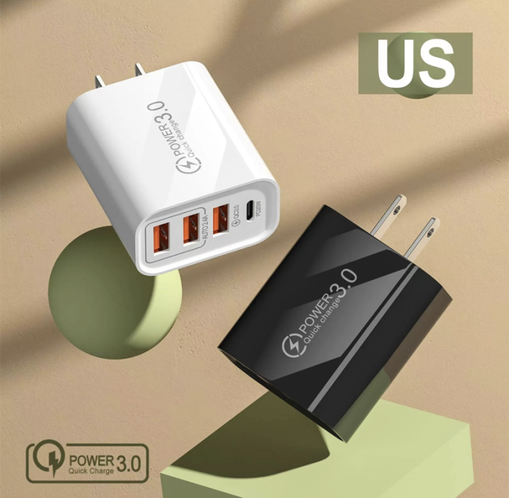 PD20W 3USB+PD Fast Charger Adapter Universal USB Qualcomm3.0 Port /PD ...