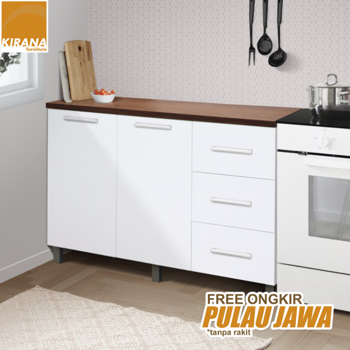 Kirana Kitchen Set Kayu Lemari Dapur Bawah 3 Laci - Indiana | Lazada ...