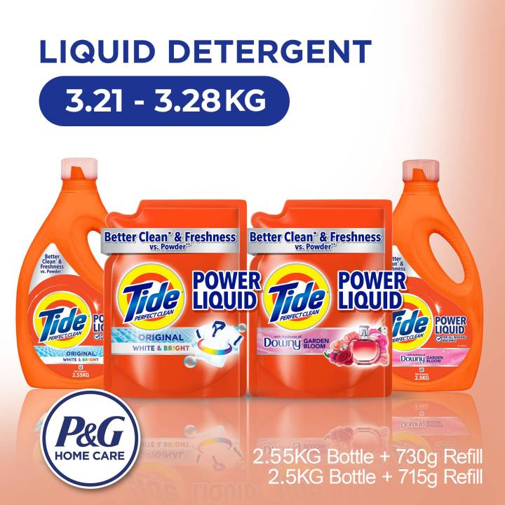 Tide Liquid Detergent Original White & Bright Garden Bloom 2.5KG + 715g - 2.55KG + 730g Bottle ...