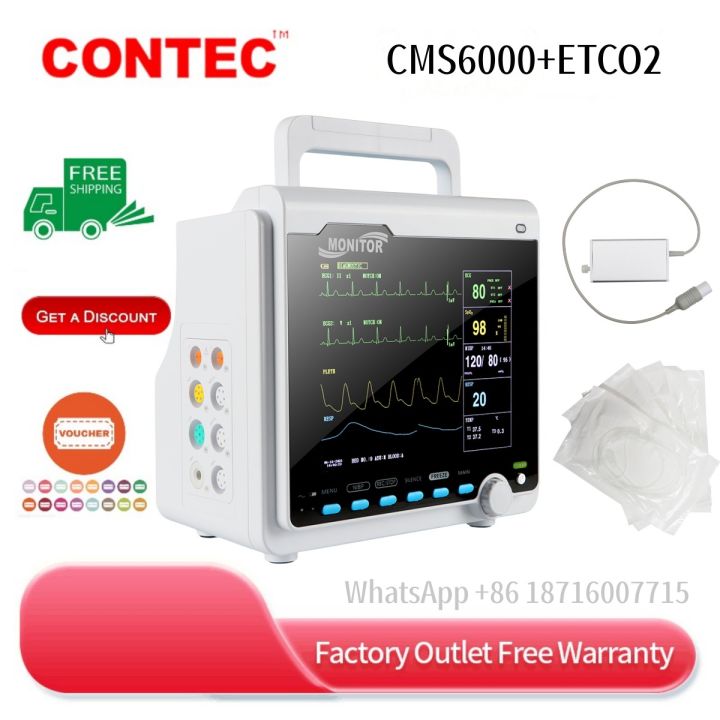 CONTEC CMS6000+ETCO2 Capnograph patient monitor 6 parameters CO2 vital ...
