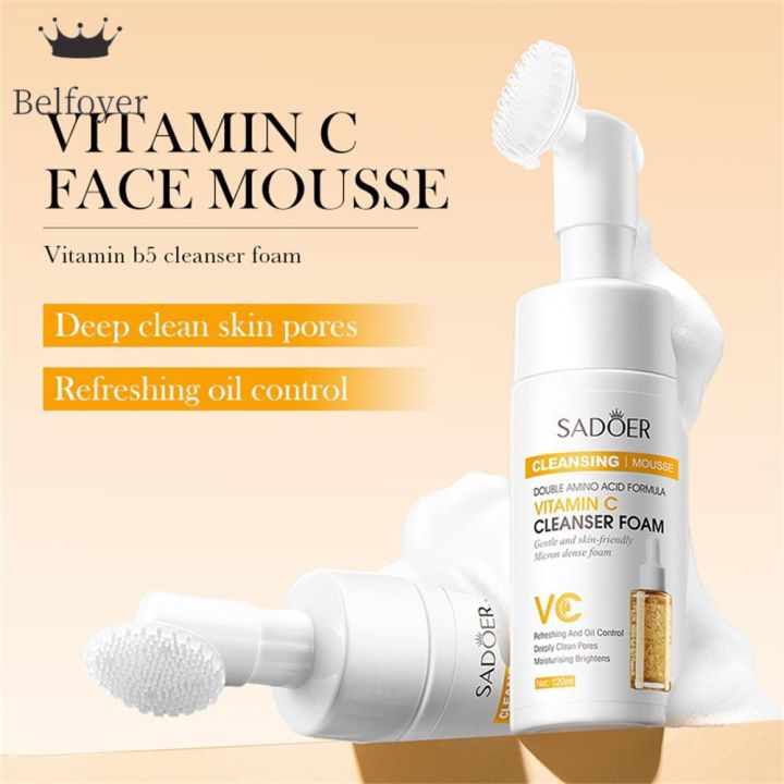 Belfoyer SADOER Vitamin C Amino Acid Cleansing Mousse Massage Brush Oil Control Cleansing ...