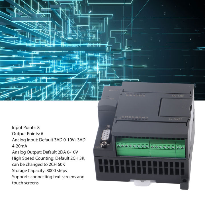 Programmable Logic Module Controller Unit Small PLC Industrial Control Board DC24V with Analog ...