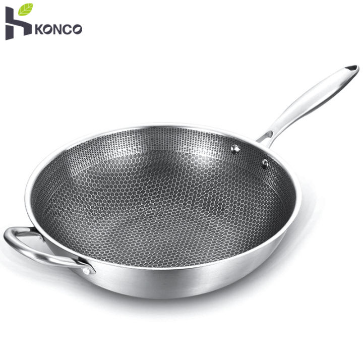 Konco Stainles Steel flat pan Nonstick Frying Pan 32/34/36cm Rosting ...