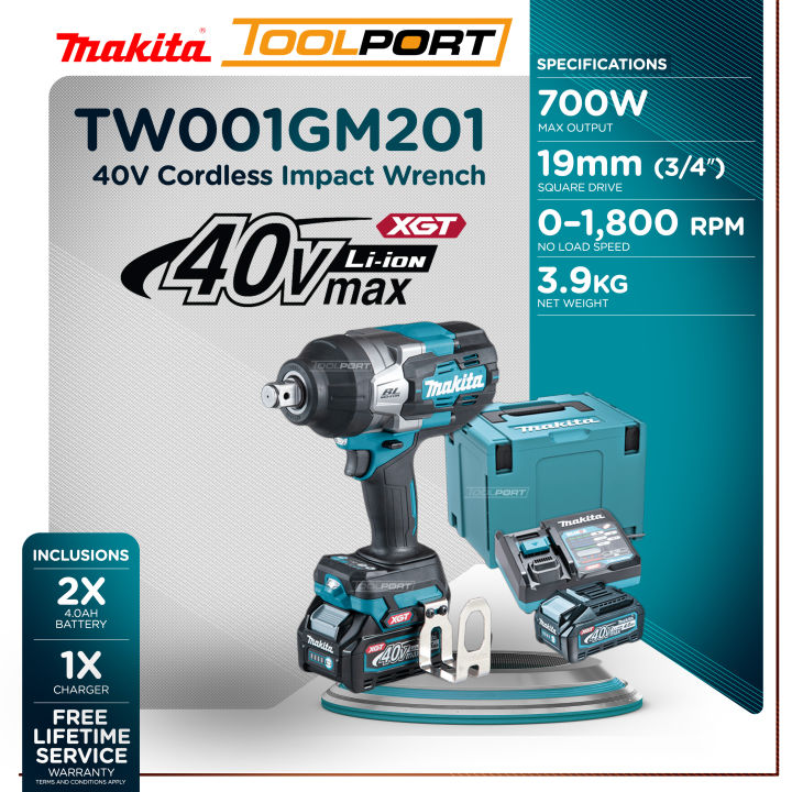 Makita TW001GM201 Cordless Brushless Impact Wrench Kit Set 40Vmax XGT ... Makita TW001GM201 Cordless Brushless Impact Wrench Kit Set 40Vmax XGT ...