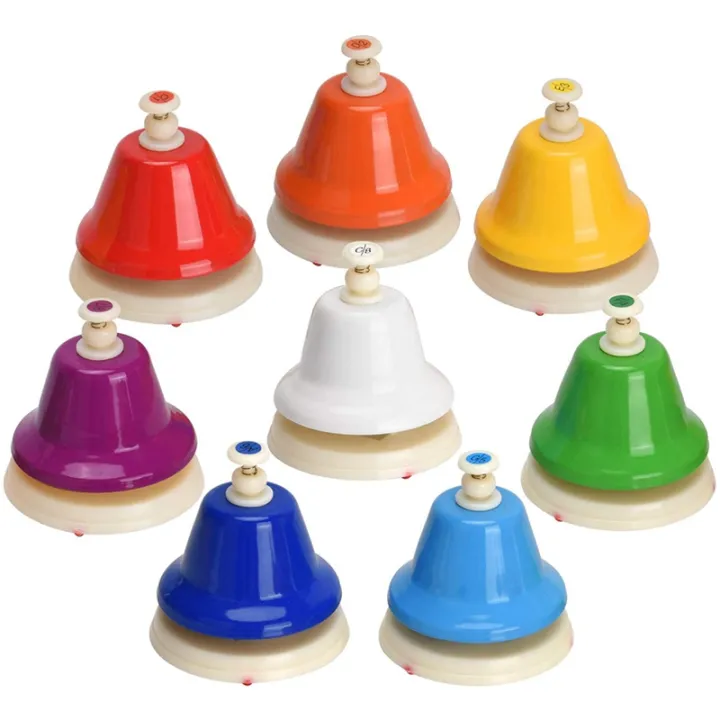 Desk Bells, 8 Notes Diatonic Metal Hand Bells, Rainbow Music Bells ...