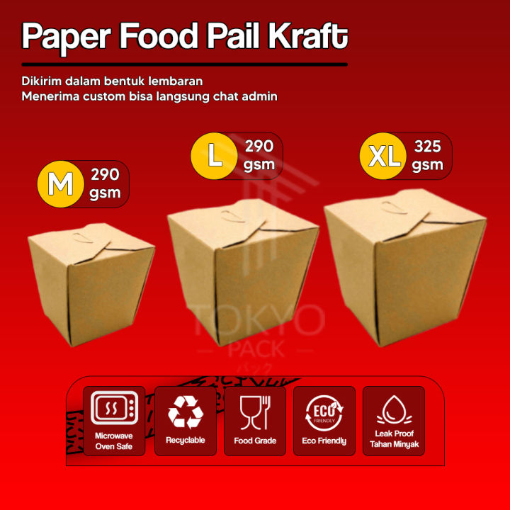 PAPER FOOD PAIL /RICE BOX PAPER/FOOD PAIL BOX MEDIUM/LARGE | Lazada ...