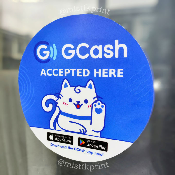 GCASH Accepted Here Sign Round Waterproof Sticker | Lazada PH