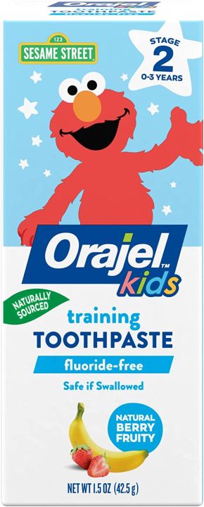 Orajel Kids Elmo Fluoride-Free Training Toothpaste, natural Berry ...