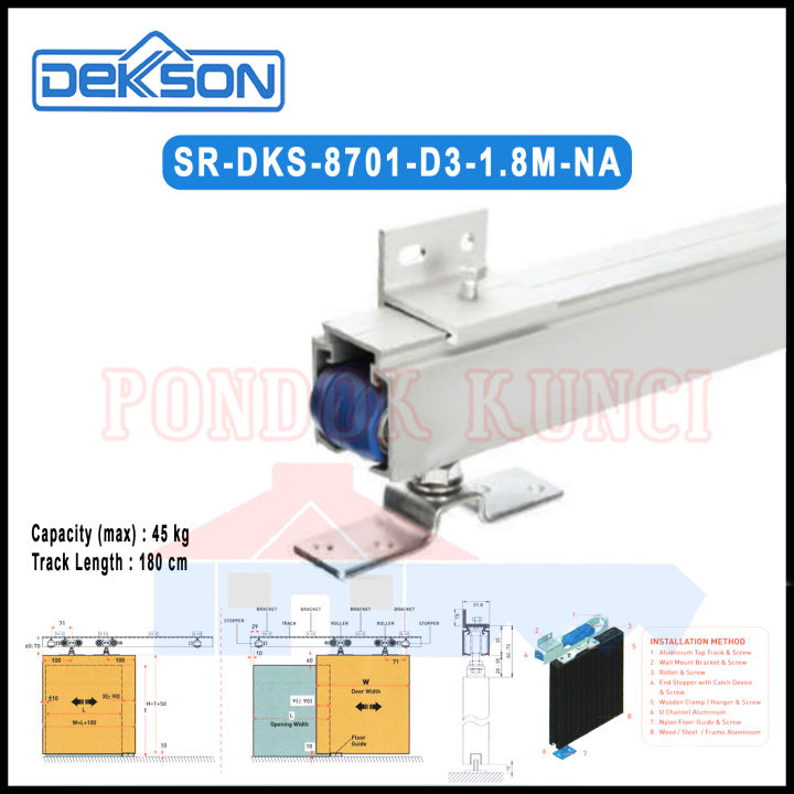 Rel Pintu Sliding Dekson 8701 D3 1.8M Rail Sleding Pintu Geser Dekson Track Aluminium Dekson ...