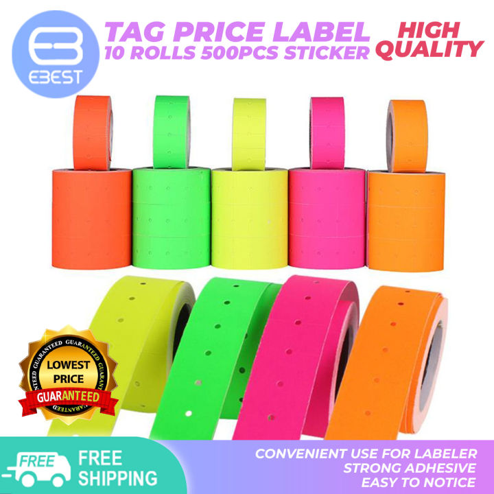 Price Tag Label Neon Single Line, 10 Rolls 500pcs Per Roll Strong Hold ...