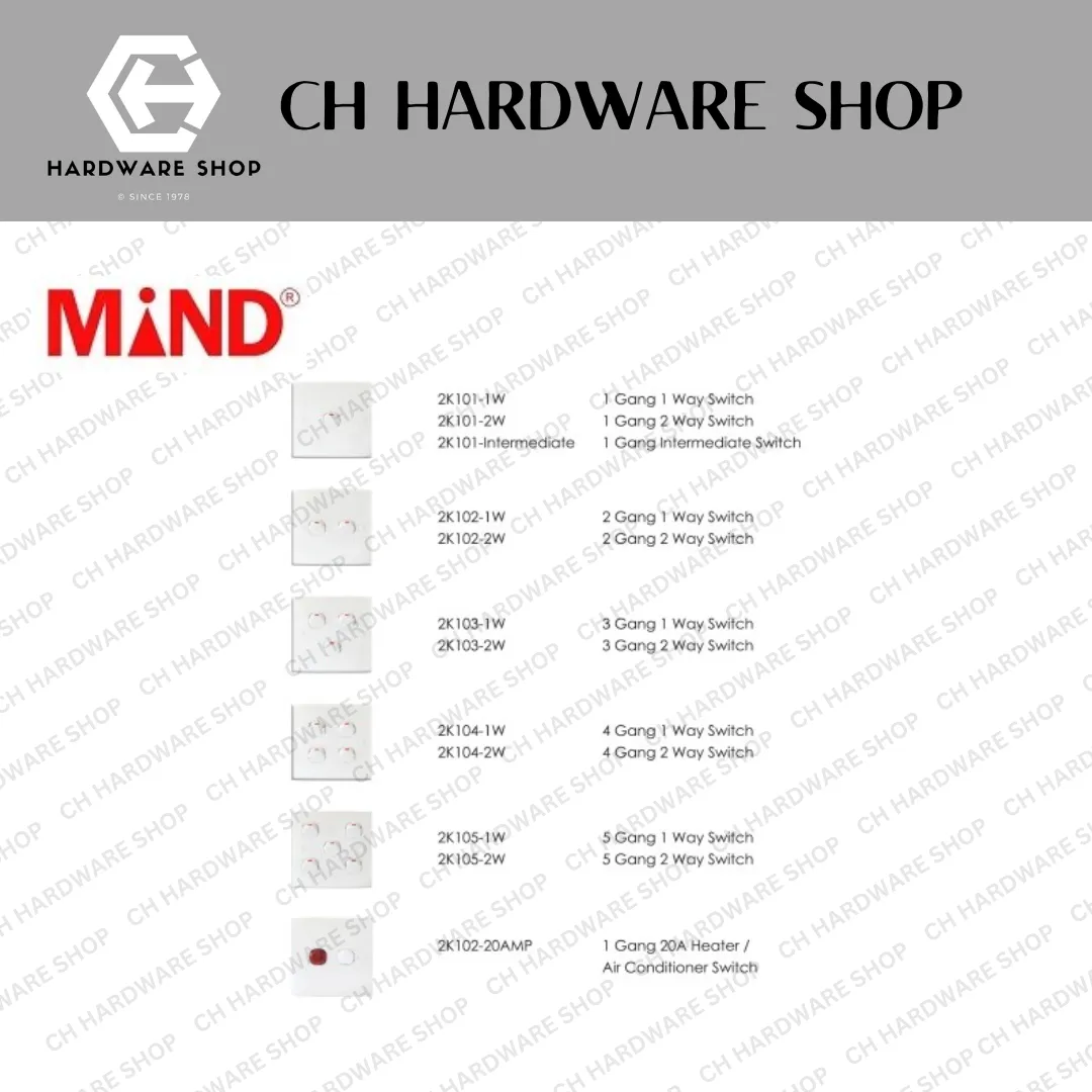 Mind 2K104-1W 4 Gang 1 Way Flush Switch (SIRIM) / 4 GANG SWITCH | Lazada