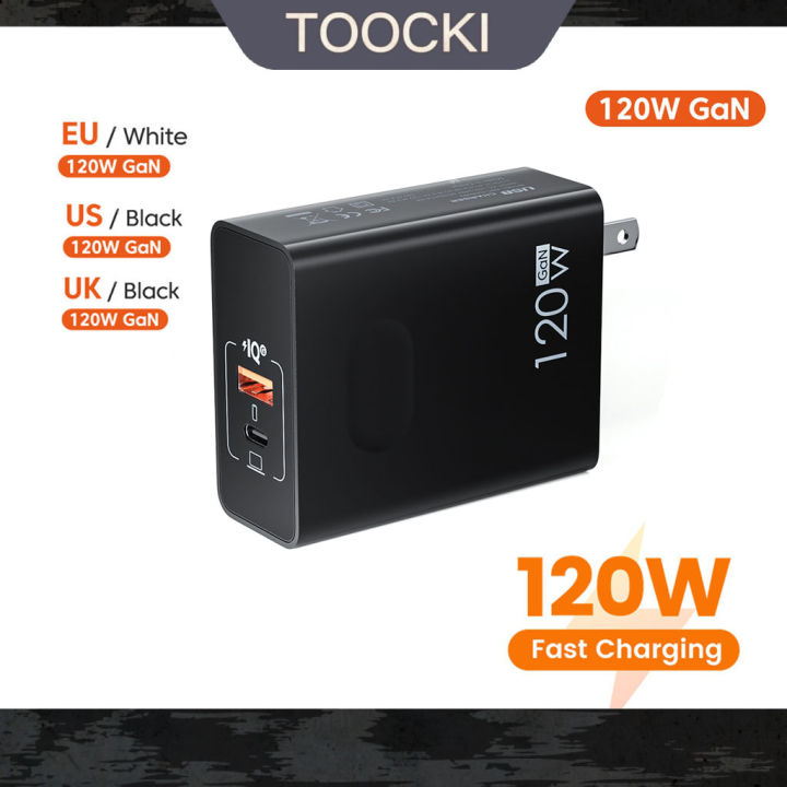 Toocki 120W ที่ชาร์จ GaN PD เคลื่อนที่ชาร์จแบบเร็วอะแดปเตอร์ชาร์จโทรศัพท์ปลั๊ก3.0ชนิด C สำหรับ ...