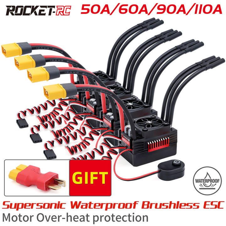 Rocket V2 Supersonic 45A 60A 80A ESC,กันน้ำได้ไร้แปรงถ่านเครื่องควบคุมความเร็วพร้อม5.8V/5A BEC ...