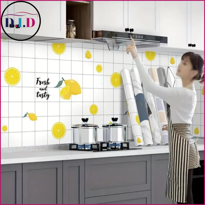STIKER DAPUR MOTIF 60CM x 3M WALLPAPER STICKER KITCHEN ANTI PANAS DAN ...