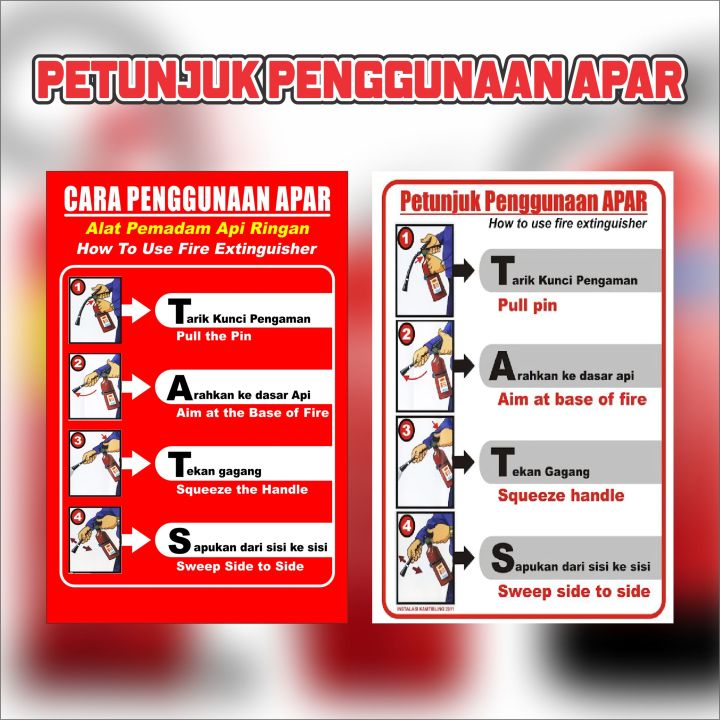 SIGN K3 PETUNJUK PENGGUNAAN APAR FIRE EXTINGUISHER JDM | Lazada Indonesia