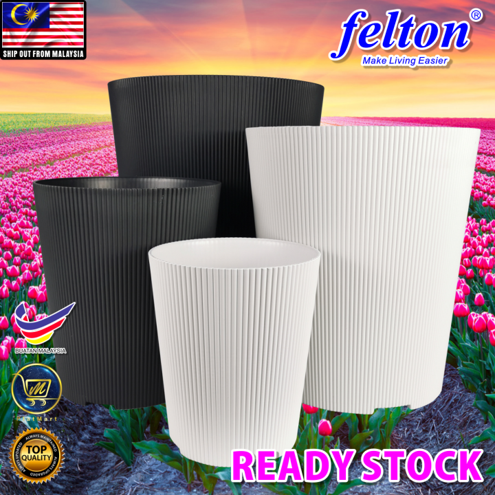 PlatMart - FELTON 20cm / 26cm / 33cm / 40cm, Round Flower Pot With Hole ...