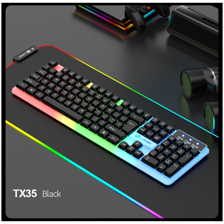 PIXEL Gtx-350 Color LED Computer Wired Keyboard Illuminated Backlit ...