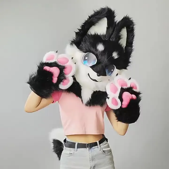 Kigurumi Kawaii Fursuit Partial Set Wolf Husky Furry Head, Paws, Tail ...