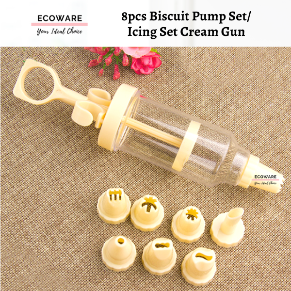 8 Pc Set Icing Cream Gun Icing Pump Set Biscuit Pump Set/ Cookies ...