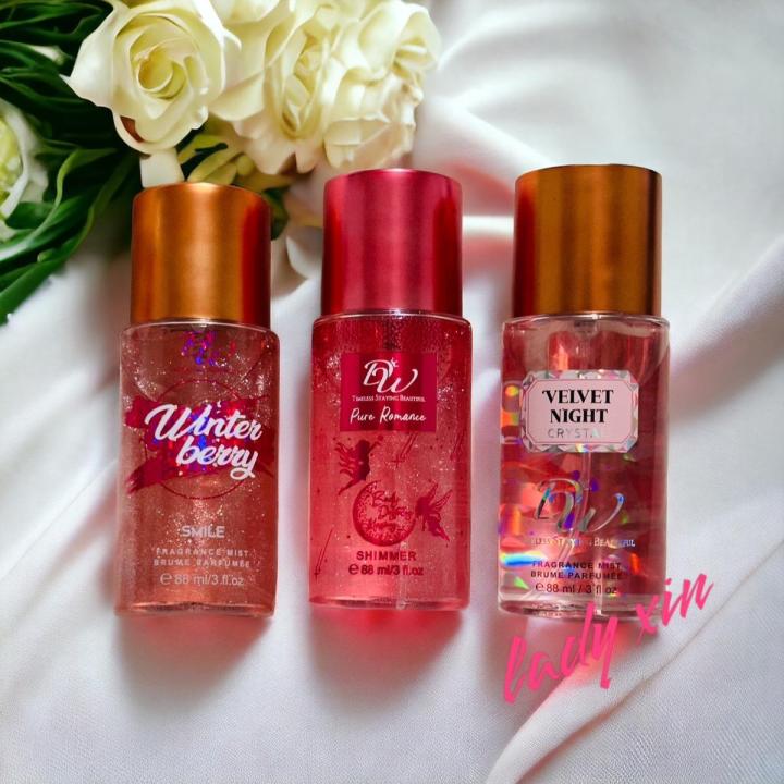 Lady in Pink 3 bottles perfume shimmering all pink crystal bottles ...