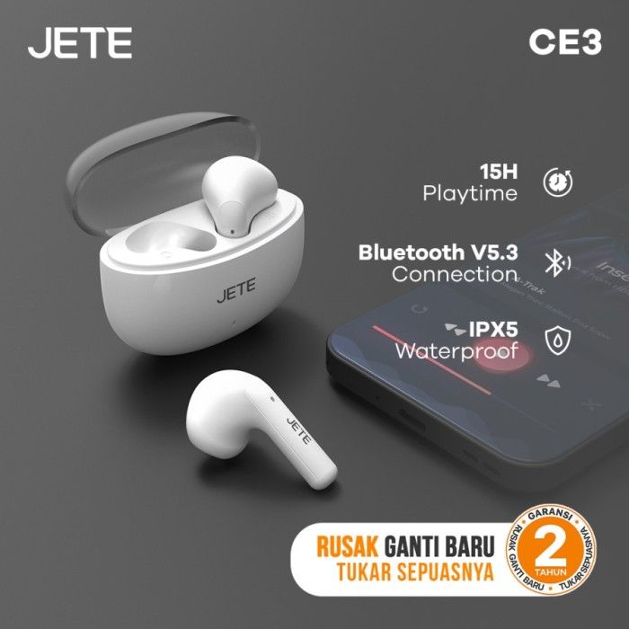 JETE TWS CE3 TRUE WIRELESS STEREO BLUETOOTH 5.3 IPX 5 - GARANSI 2 TAHUN ...
