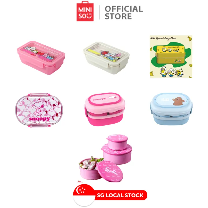 MINISO Bento Box(BT-21/Barbie Food Storage 3 pcs/We Bare Bears Bento ...