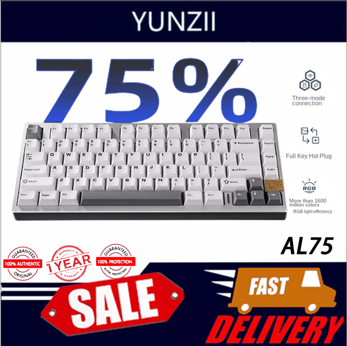 Yunzii AL75 Three mode Aluminum Tuotuo Mechanical Keyboard RGB Wireless ...