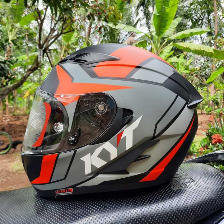 Helm KYT Falcon FR Raid Matt Black / Red Fluo Full Face | Lazada Indonesia