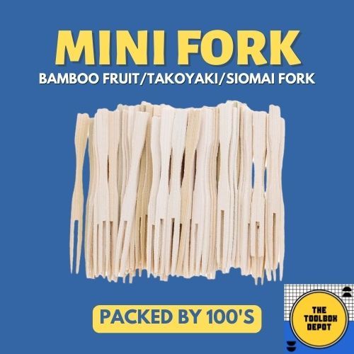 Mini Fork / 100's Mini Bamboo Fruit Fork Takoyaki Fork [8.9cm] Siomai ...