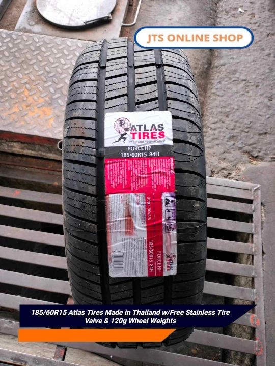 185/60R15 Atlas Tires Made in Thailand w/Free Stainless Tire Valve & 120g Wheel Weights | Lazada PH