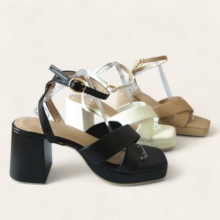 BERRY Ingrid Cross Strap Platform High Heels Sandals | Lazada PH
