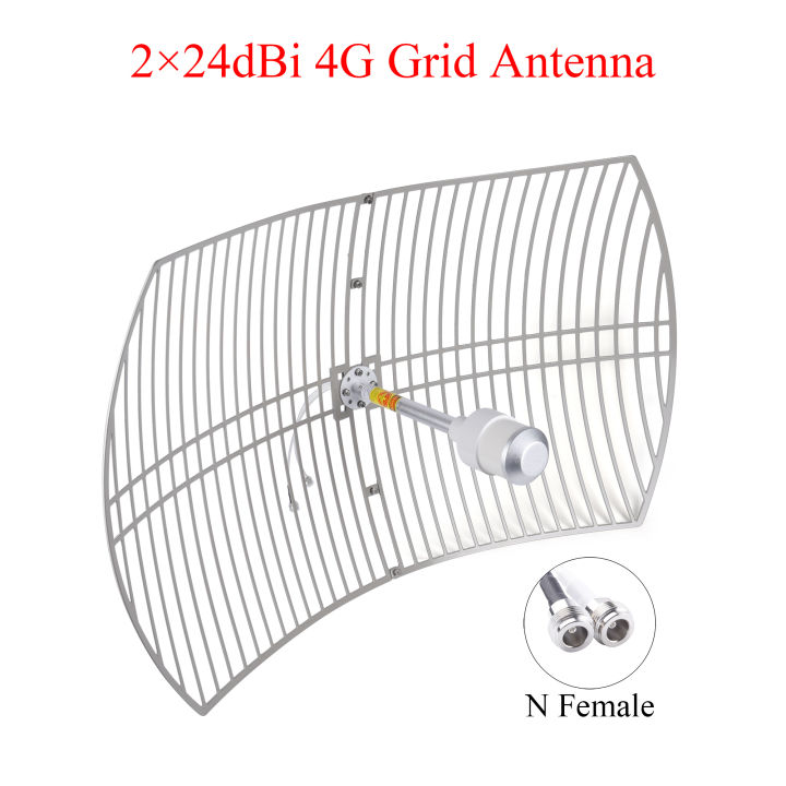 2 × 24dBi 4G LTE Parabolic Grid เสาอากาศ1700-2700MHz กลางแจ้ง2 × N หญิงเสาอากาศภายนอกพร้อมสายต่อ ...