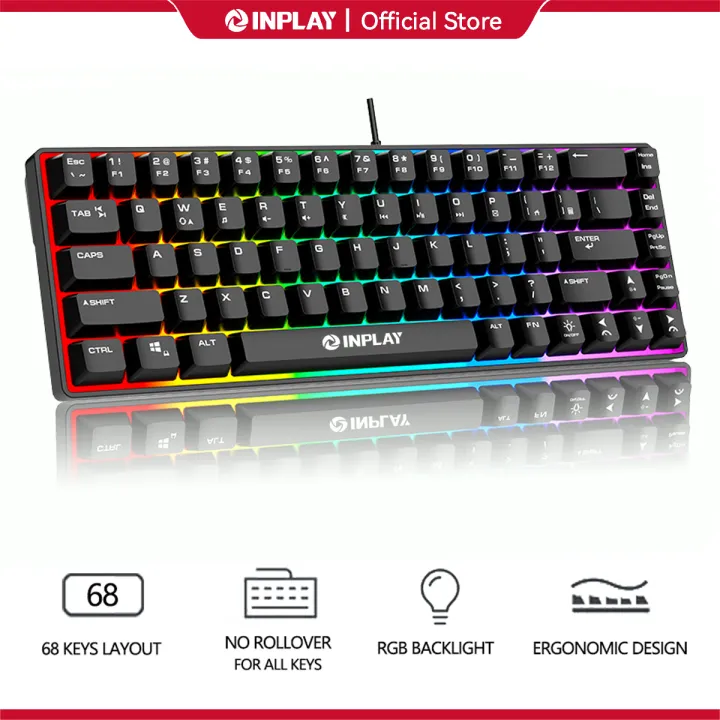 Inplay BK680 RGB Membrane Wired Keyboard Raibow Light Waterproof Smooth ...