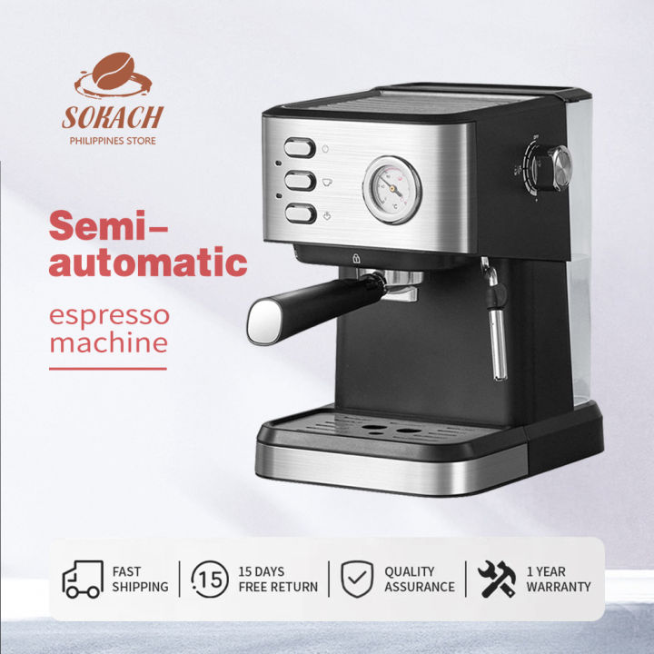 Espresso Coffee Machine Semi-automatic Coffee Maker Stainless Steel 20 ...