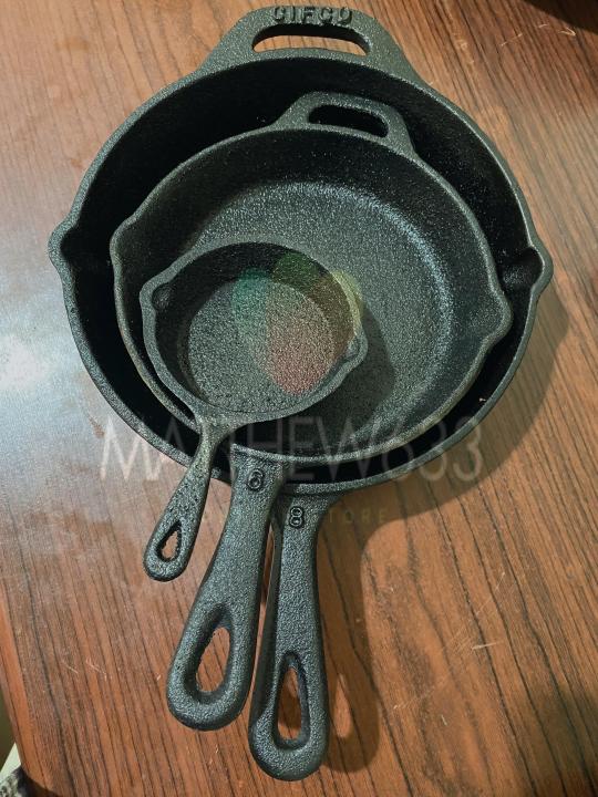 Filipino Made Cast Iron Cookware a Set of Skillets 8,6,3 inches | Lazada PH