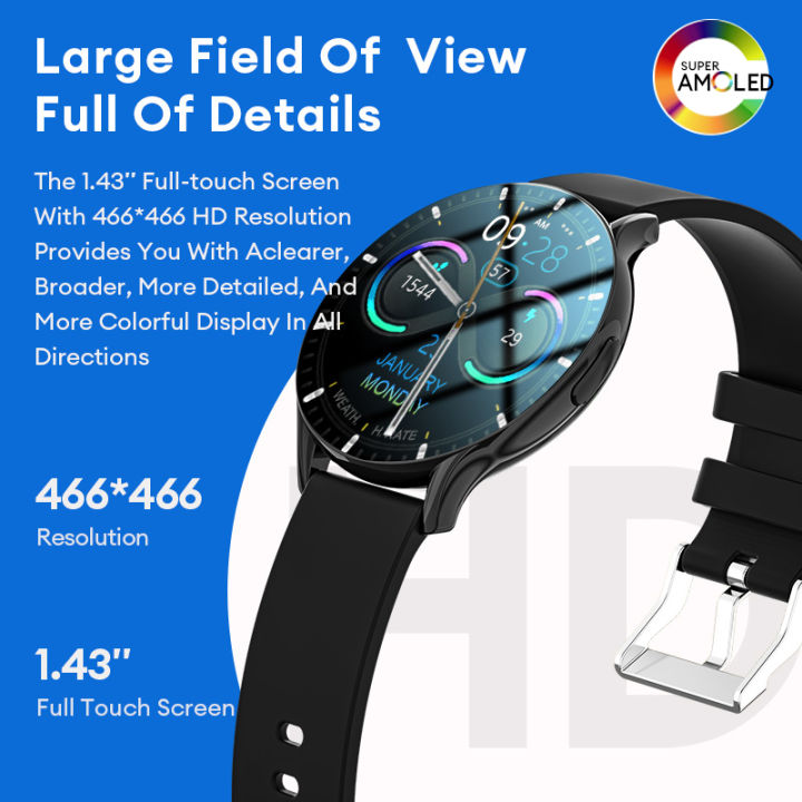 Aolon GTR2 Smartwatch 1.43inch Amoled HD display Smart Watch Bluetooth ...