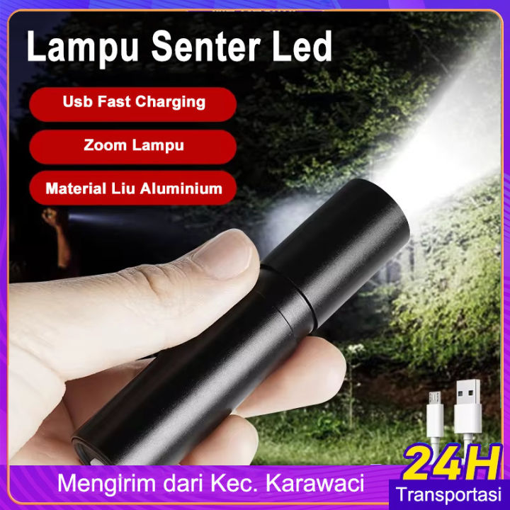 Senter LED USB Isi Ulang Lampu Lampu Portabel Mini Isi Ulang Lampu Saku Super Terang Rumah ...