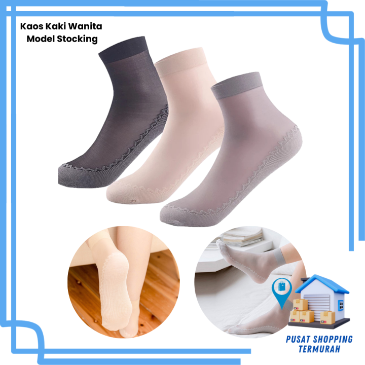 Kaos Kaki Wanita Model Stocking 6702 Pendek Transparant Fashion Korean ...