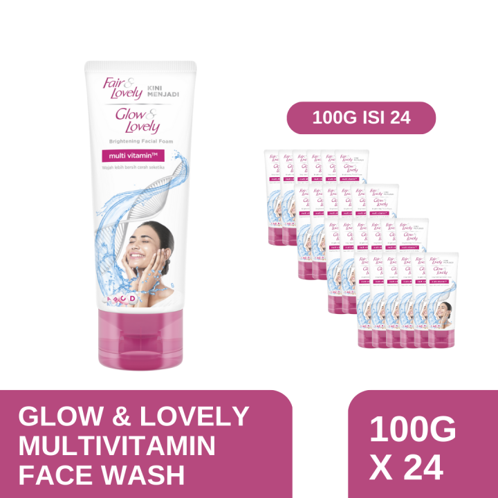 Glow & Lovely Brightening Facial Foam dengan Multivitamin 100G isi 24 ...