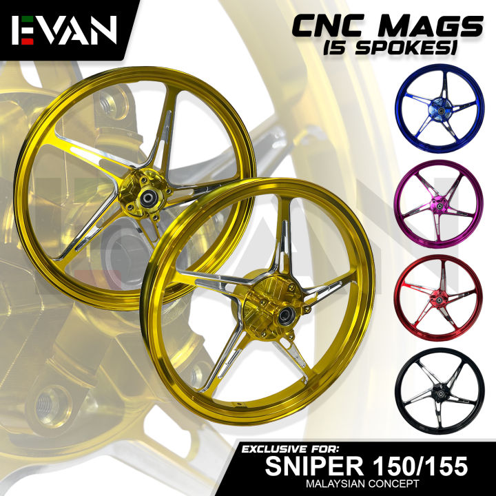 EVAN.PH TRC CNC 5 Spokes Raizen Front Rear Mags 1.6 x 1.85 x 17 For ...