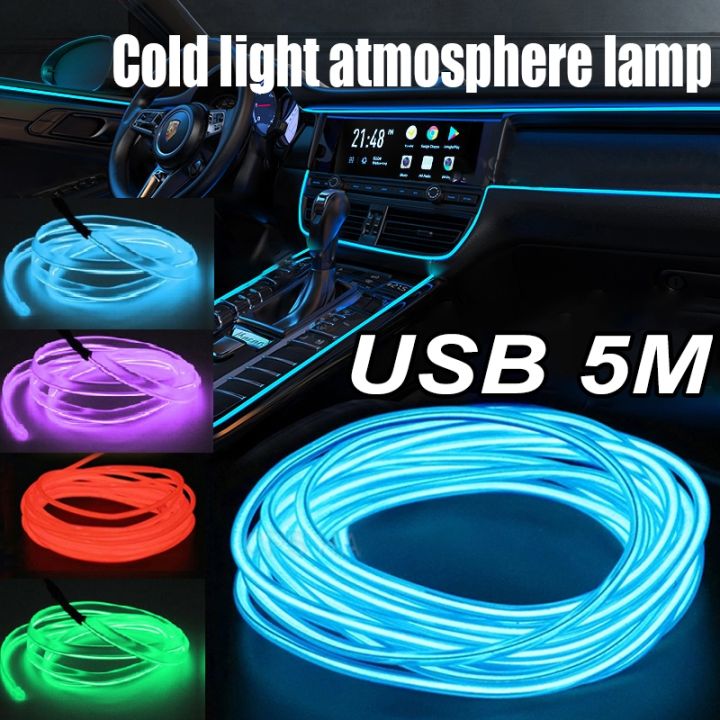 5M Car Interior Atmosphere Light Strip Car LED Decorative Strip Auto ...