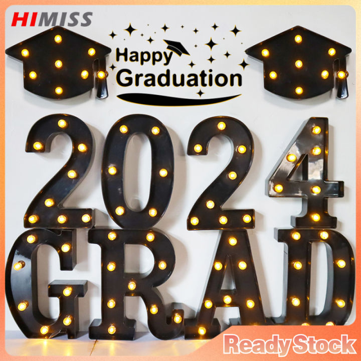 HIMISS 8 LED Light Up Letters 'GRAD 2024' With Bachelor Cap Graduation ...