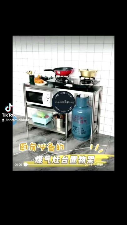 STAINLESS STEEL kitchen stove rack gas rack cooking table rak dapur rak ...