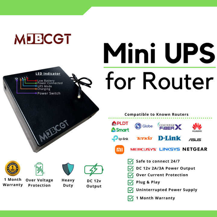 MJBCGT Mini UPS for PLDT, Converge, Smart, SKY and Globe Router, DVR ...