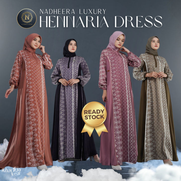 [BISA COD] NADHEERA LUXURY HENNARIA DRESS henaria nadhera luxury terbaru gamis motif rayon ...