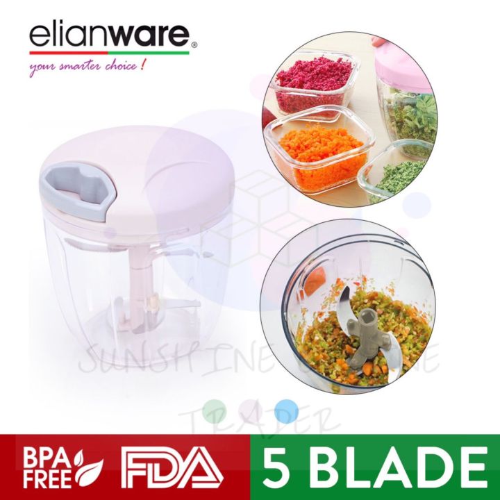 Elianware [800ml] Hand-Pull Food Chopper Cutter Alat Pengisar Mixing ...