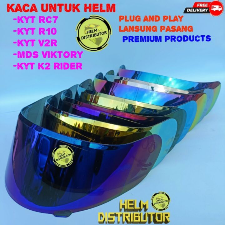 Kaca Helm KYT R10 R-10 / RC-7 RC7 / K2 Rider / Victory Kaca Helm Flat ...